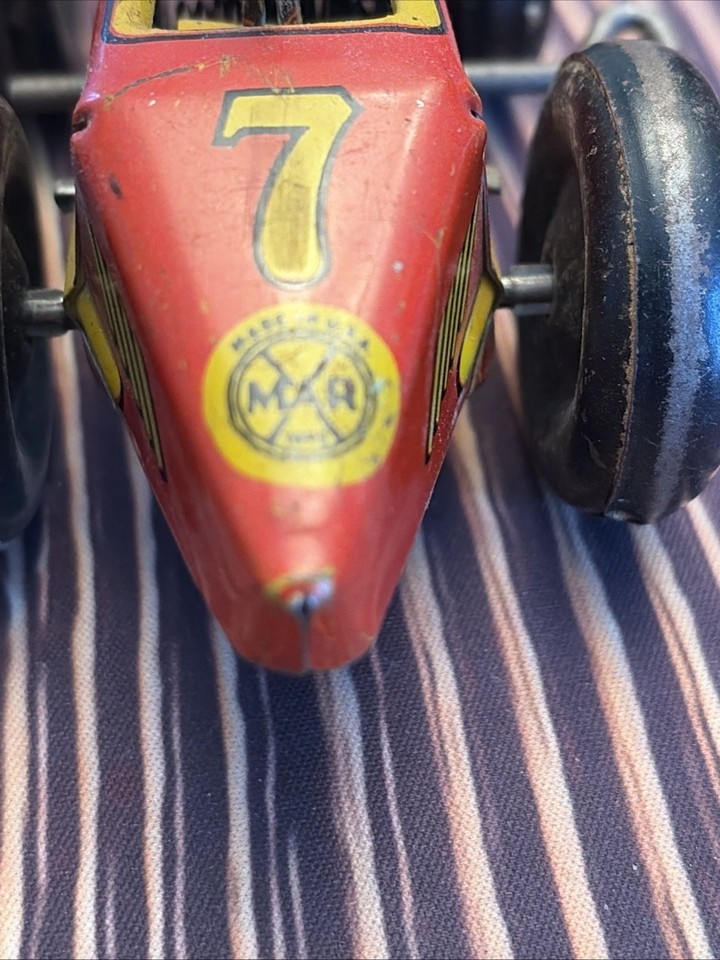 Antique MARX Tin Metal WIND UP #7 RACE CAR WITH DRIVER 5" Red Nice | eBay