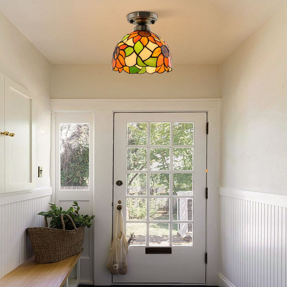 20cm Vintage Glass Ceiling Light, Ceiling Lamp, Flush Mount Ceiling ...