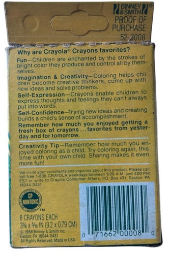 Vintage Crayola Crayons 1988 Binney & Smith 8 Count New Unused | eBay