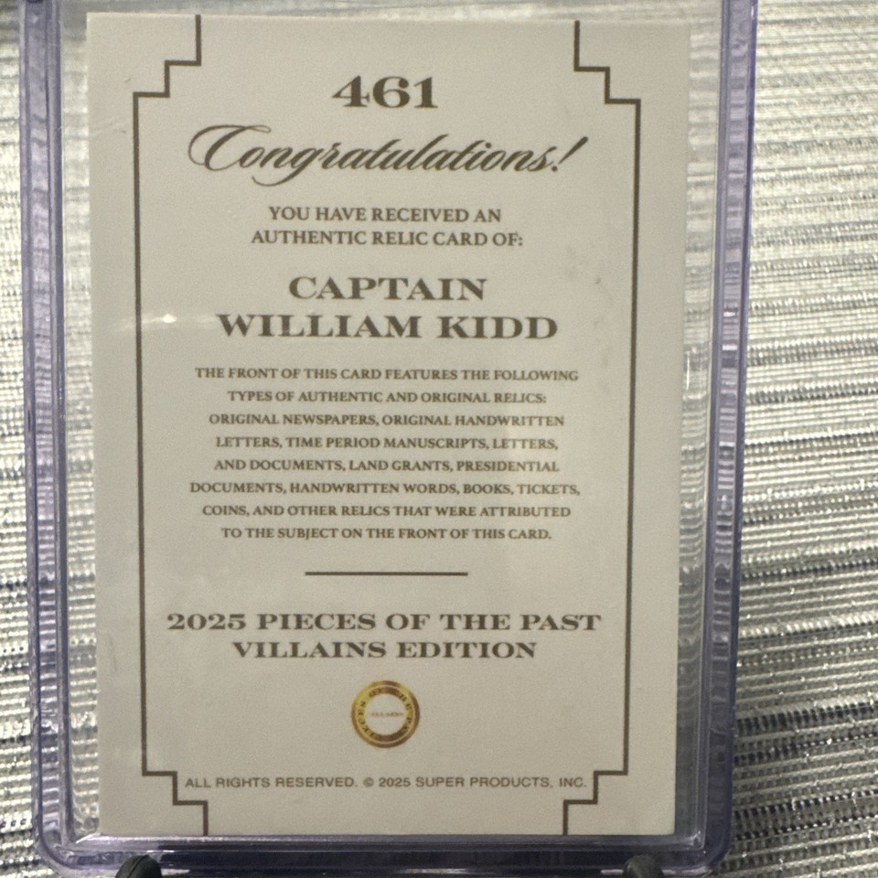 2025 Pieces of the Past Villains Edition CAPTAIN WILLIAM KIDD Jumbo ...