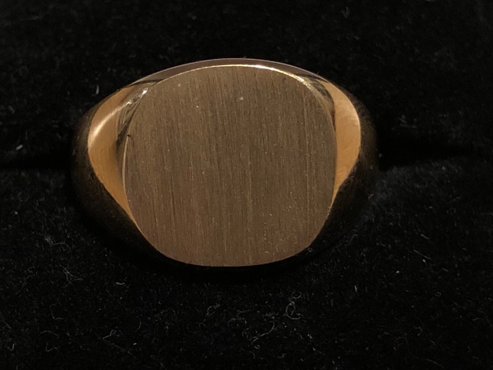 Men's Engravable 10K Yellow Gold Signet Ring-Size 8.75-Oval Face | eBay