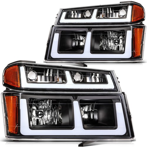 Headlights Assembly For 2004-2012 Chevy Colorado GMC Canyon w/LED DRL ...