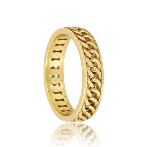 18k Yellow Gold Plated Cuban Engagement Wedding Band Ring For Men's ...