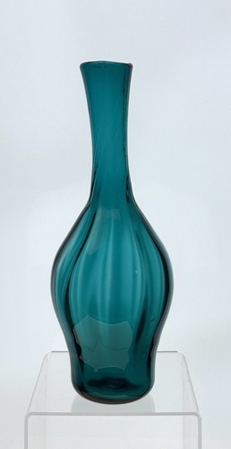 Blenko Handmade Glass 64D Optic Vase in Peacock Joel Myers Mid-Century ...