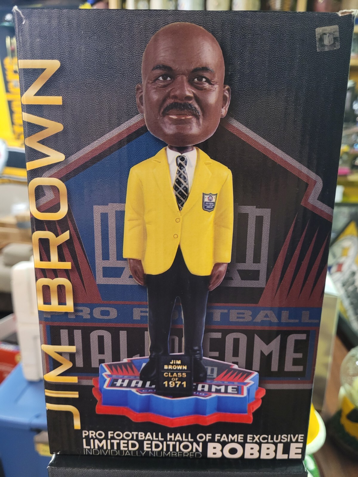 Jim Brown Hall of Fame Gold Jacket Bobblehead CLEVELAND BROWNS Ltd/1971 ...