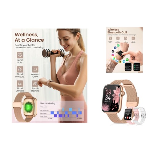 Chic 1.85” Smartwatch for Women: Fitness & Health Tracker with Custom ...