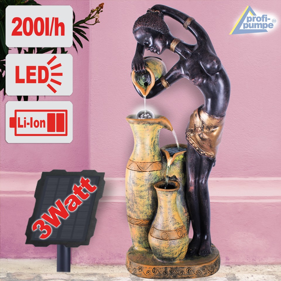 SOLAR BRUNNEN SPRINGBRUNNEN GARTEN BRUNNEN ZIER SOLAR WASSERSPIEL ...