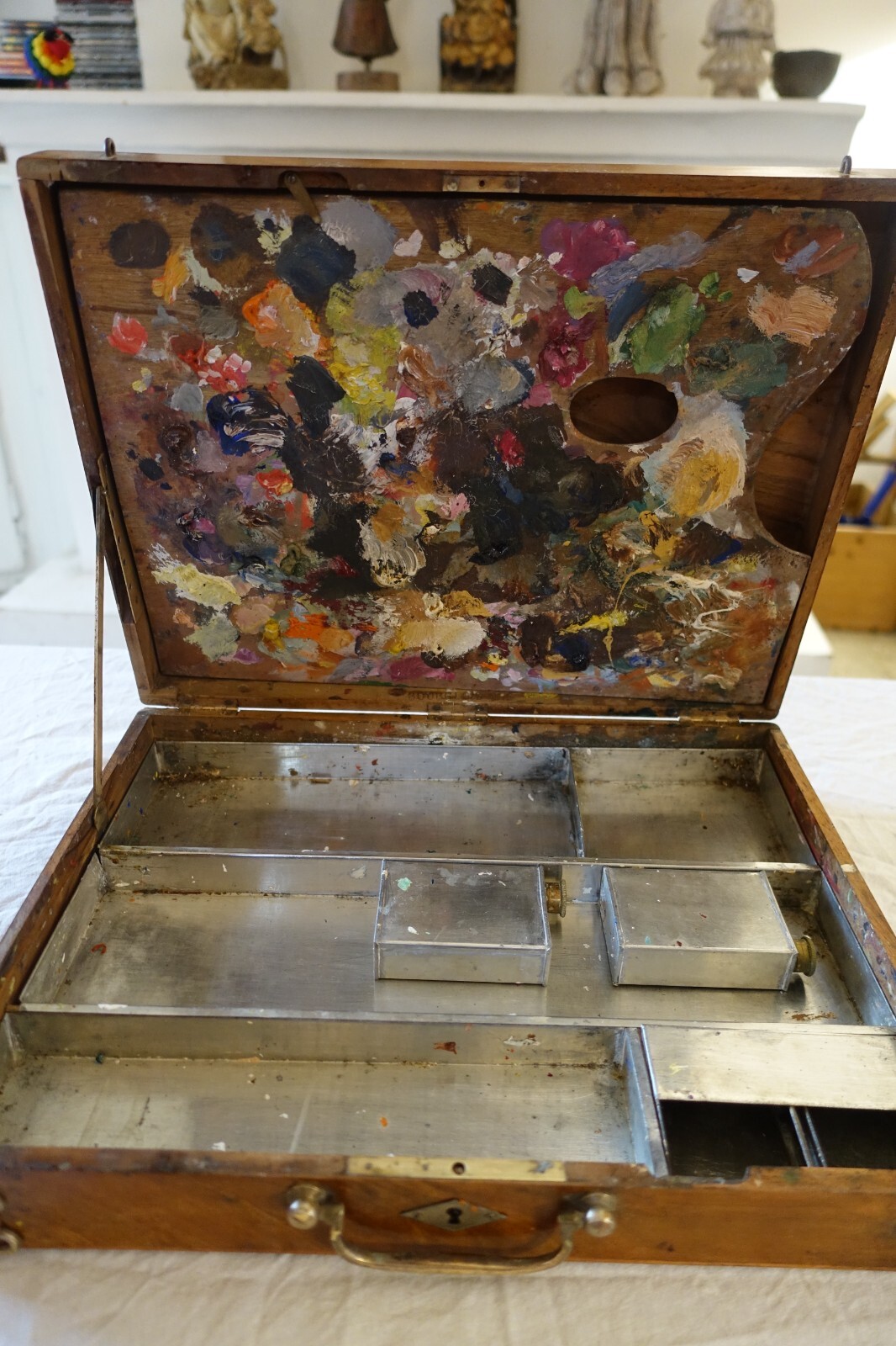 grande mallette coffret de peintre ancienne avec palette | eBay