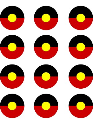 ABORIGINAL FLAG - EDIBLE ICING IMAGE - CUP CAKE TOPPERS - 5CM X 12 ...
