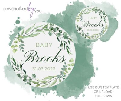 PERSONALISED CUSTOM ROUND PRINTED STICKERS BABY SHOWER LABELS FOR ...