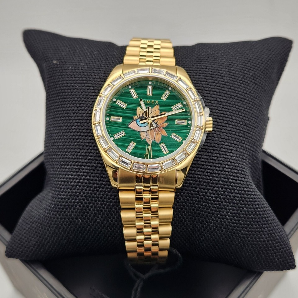 Timex X Jacquie Aiche Legacy Malachite Tribe Eye Flower Watch 36mm | eBay