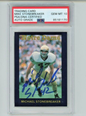MICHAEL STONEBREAKER AUTO 10 PSA DNA ROOKIE 1988 Notre Dame National ...