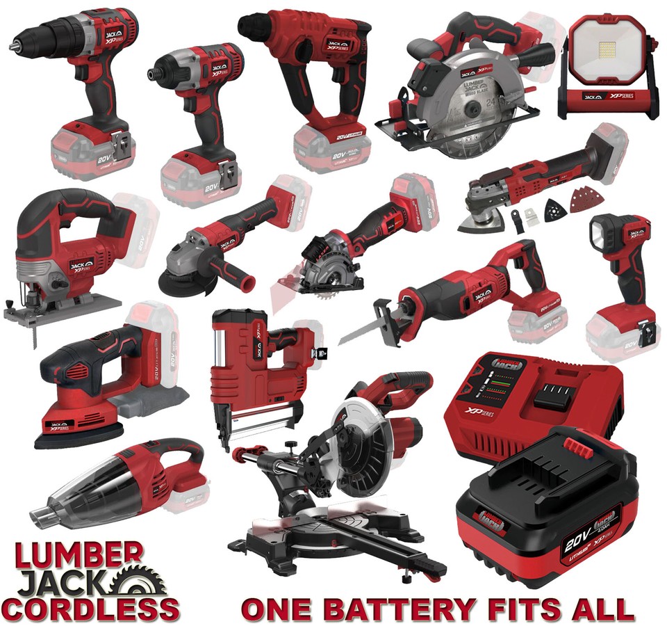 Lumberjack Cordless Power Tools 20V Lithium XP Range Drills Saws ...