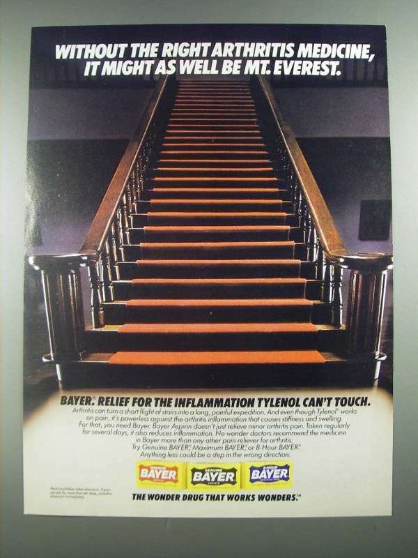 1988 Bayer Aspirin Ad - Right Arthritis Medicine | eBay