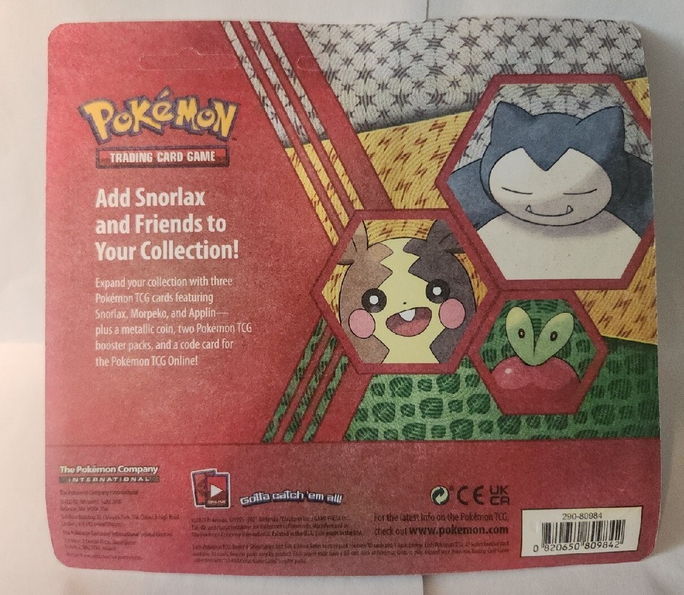 Pokémon TCG: 2 Pack Blister, Snorlax, Morpeko & Applin Cards w ...