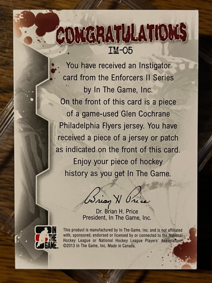 2013/2014 - In The Game - Enforcers II - Instigator Cards | eBay