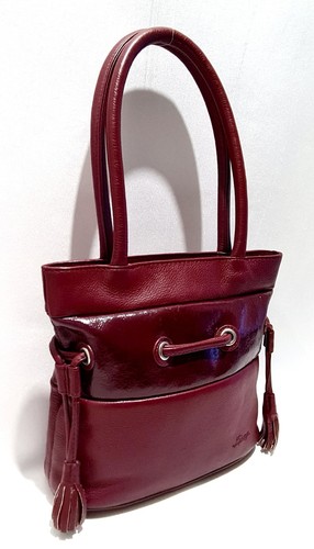 Kinsey Burgundy Deep Red Genuine Leather Overarm Tote Handbag Bag ...