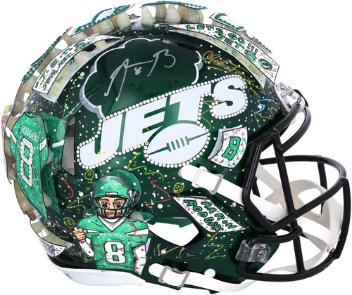 Aaron Rodgers Jets Signed Riddell Authentic Helmet-Charles Fazzino ...