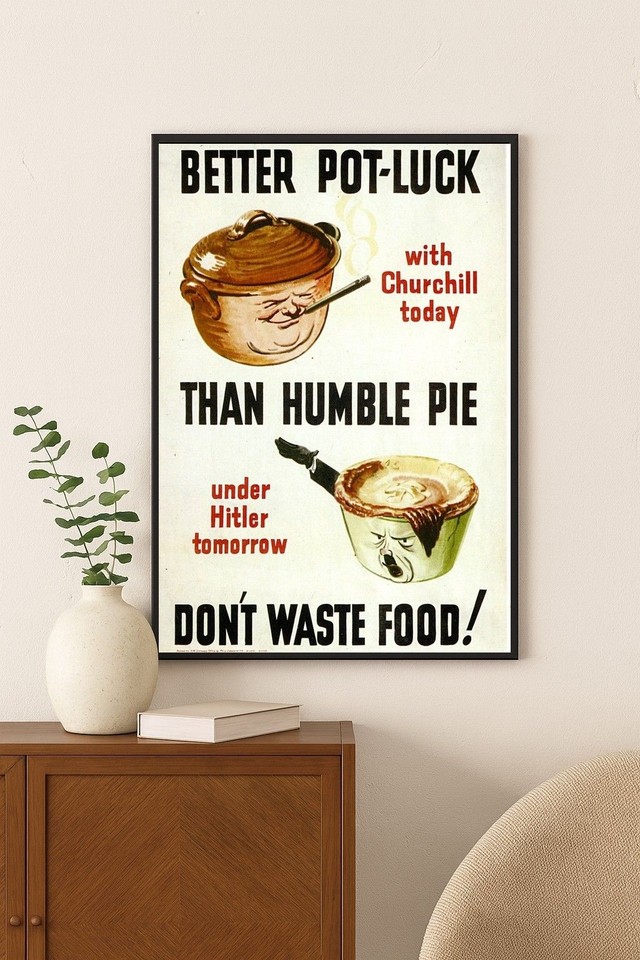 🗞️ 1940s WWII Propaganda Poster - Better Pot-Luck with Churchill ...