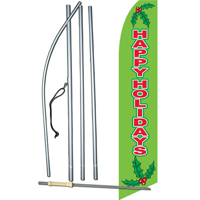 Happy Holidays Mistletoe Flag with Flag Pole and Spike | eBay