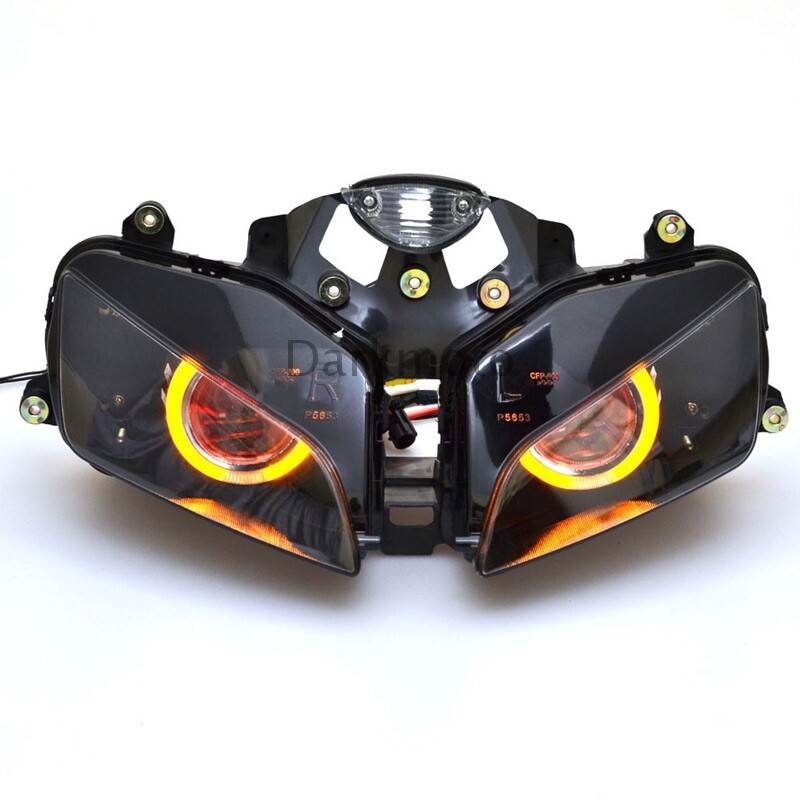 Headlight Assembly Amber Angel Red Devil Eye Projector For Honda ...