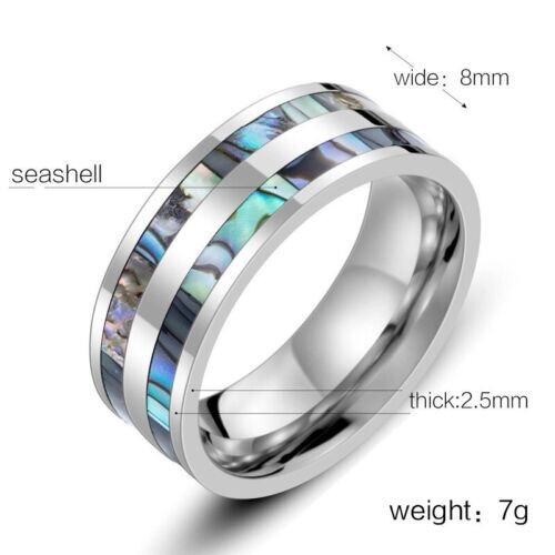 Unisex Stainless Steel Inlay Shell Ring Titanium Steel Ring Men Quality ...