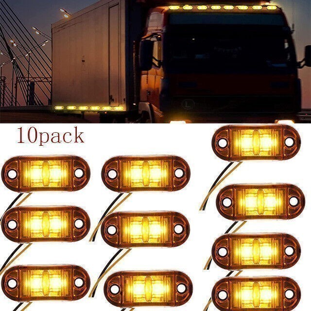 10pc Amber Oval LED Side Clearance Marker Lights 2.5" For Car Truck ...