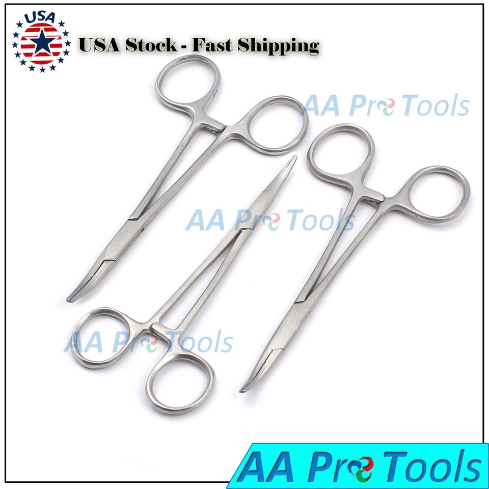 3 Premium Mosquito Locking Hemostat Forceps 5" Curved For Surgical ...