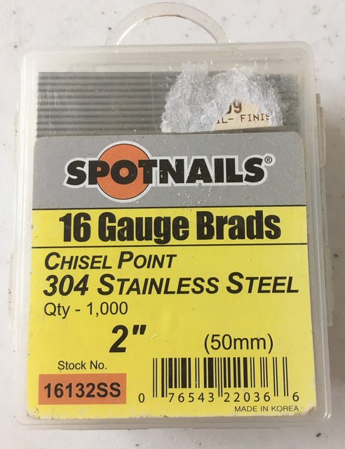 Spotnails 16132SS 16 Gauge 2 Inch Stainless Steel Finish Nails Straight ...