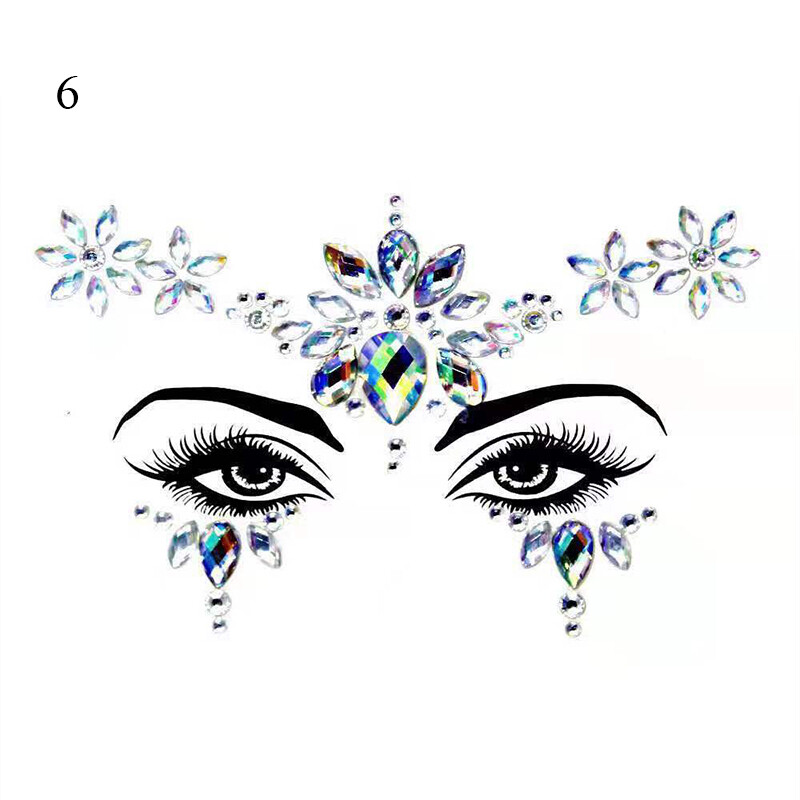 Eyebrow Stickers Body Makeup Shiny Rhinestones 3D Diamond Face Jewels ...