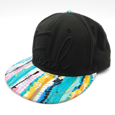 Neff Fresh Snapback Hat Embroidered Flat Bill Baseball Cap Paint Drip ...