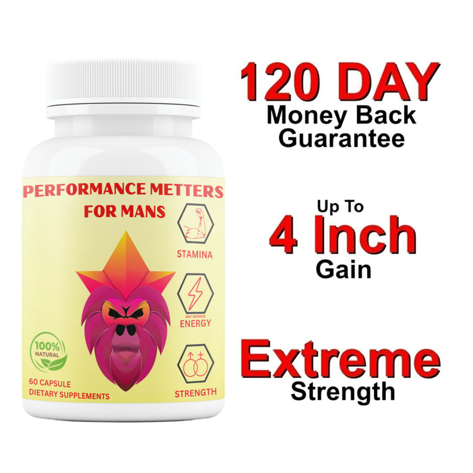 60 PERFORM PILLS FOR MEN - #1 MALE STAMINA | PERFOMANCE MATTERS | eBay