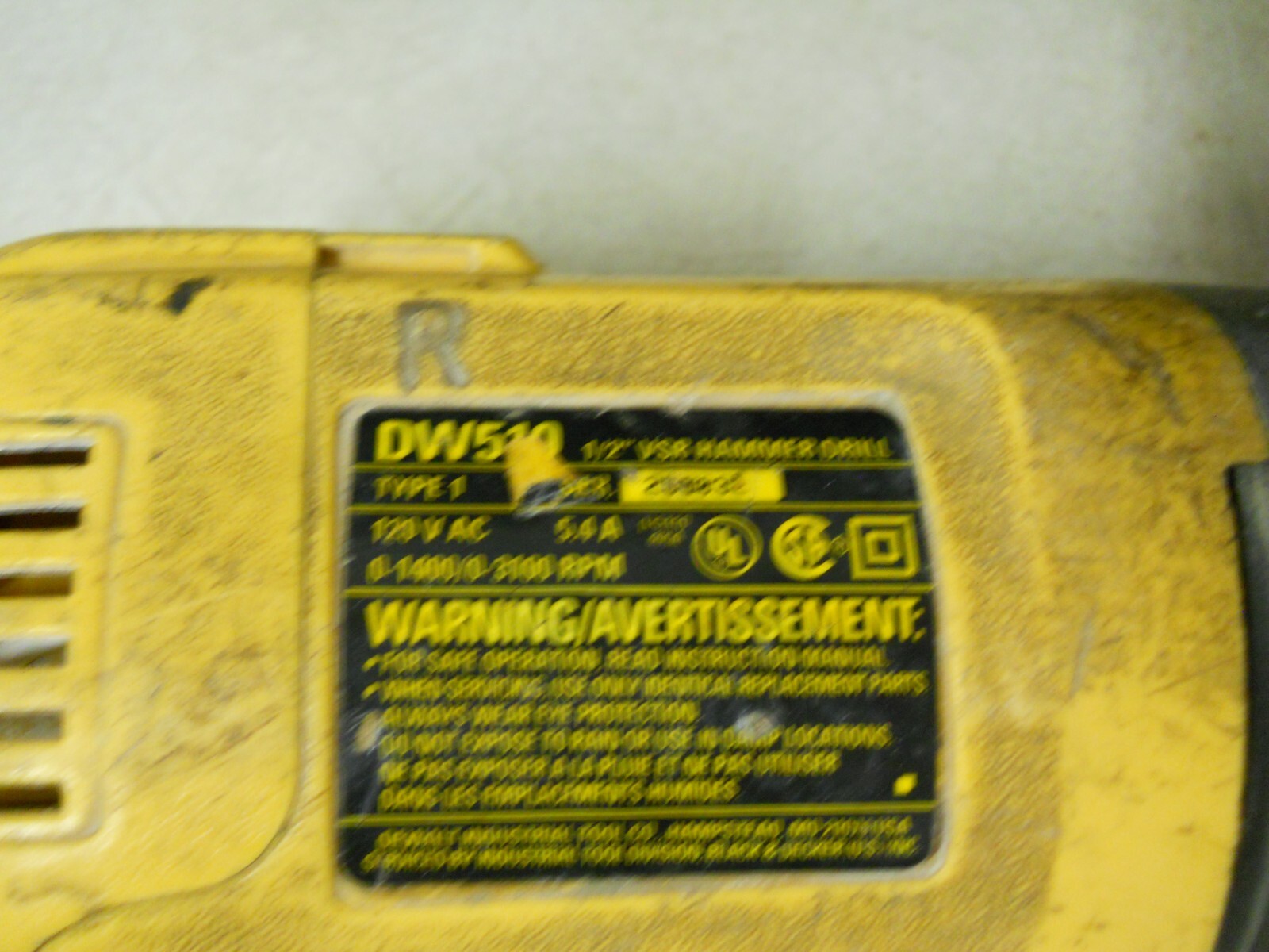 DEWALT DW510 Electric 1/2" VSR Hammer Drill With Metal Case and Extra ...