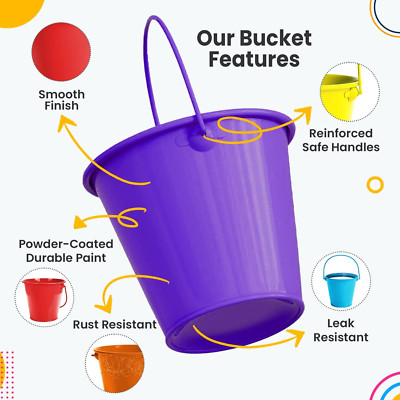 Small Metal Buckets with Handle 6 Pcs – Galvanized Bucket Leak Proof ...