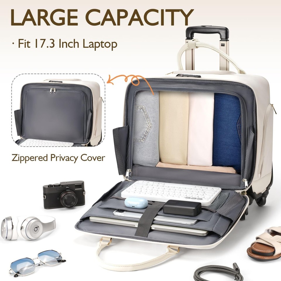 Arcoyard Rolling Laptop Bag, Briefcase for Women and Men with 4 Spinner ...
