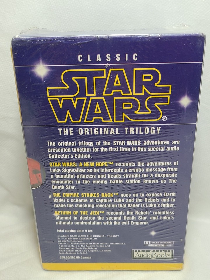 Classic Star Wars Original Trilogy Time Warner Audio Books 6 Cassette ...