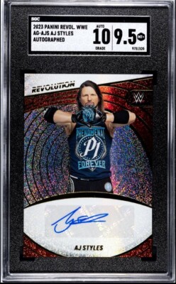 AJ Styles 2023 Revolution WWE Auto #AG-AJS SGC 9.5/10 Raw Smackdown HOF ...