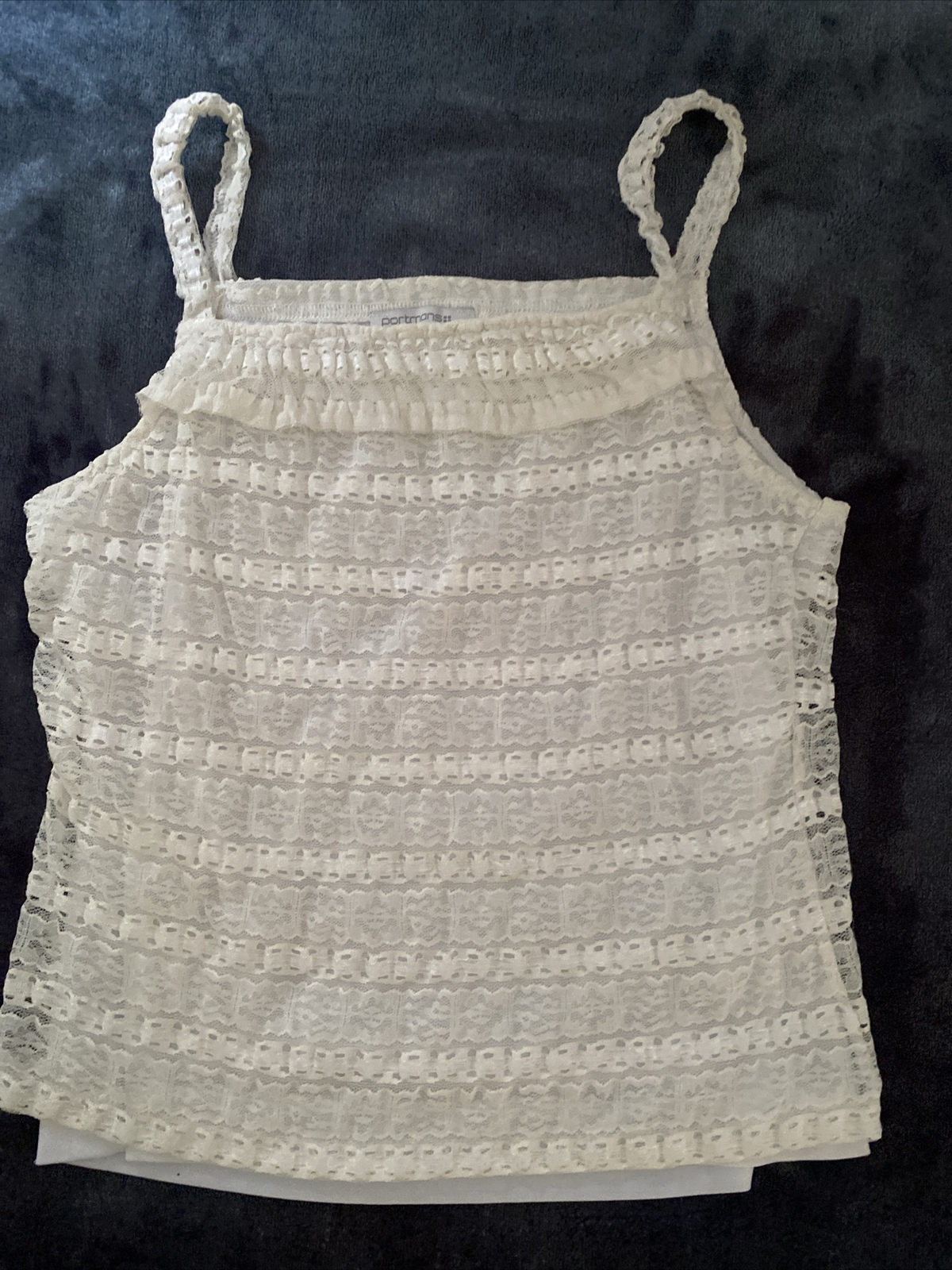 large womens size 12 TOP white lace Stretch Dress Singlet “PORTMANS ...