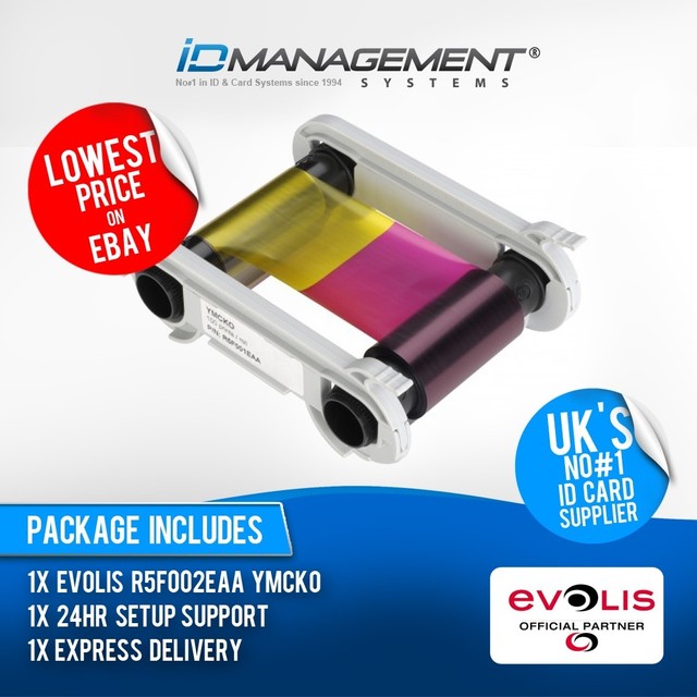 R5F002EAA Evolis Zenius YMCKO Colour Printer Ribbon 200 Prints for sale ...