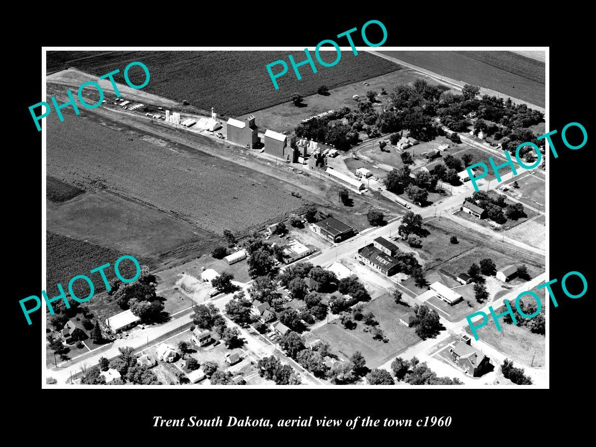 OLD POSTCARD SIZE PHOTO TRENT SOUTH DAKOTA AERIAL VIEW OF THE TOWN ...