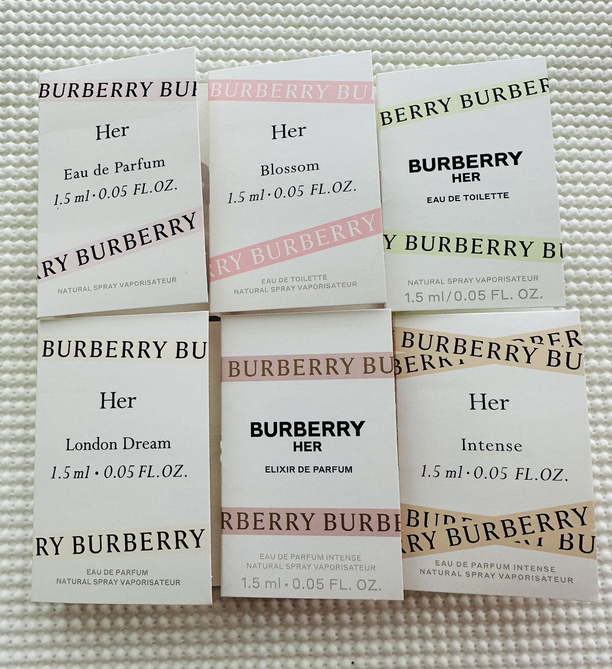 Burberry Her Perfume Collection Sample Size 6pcs (Her Blossom, Intense ...