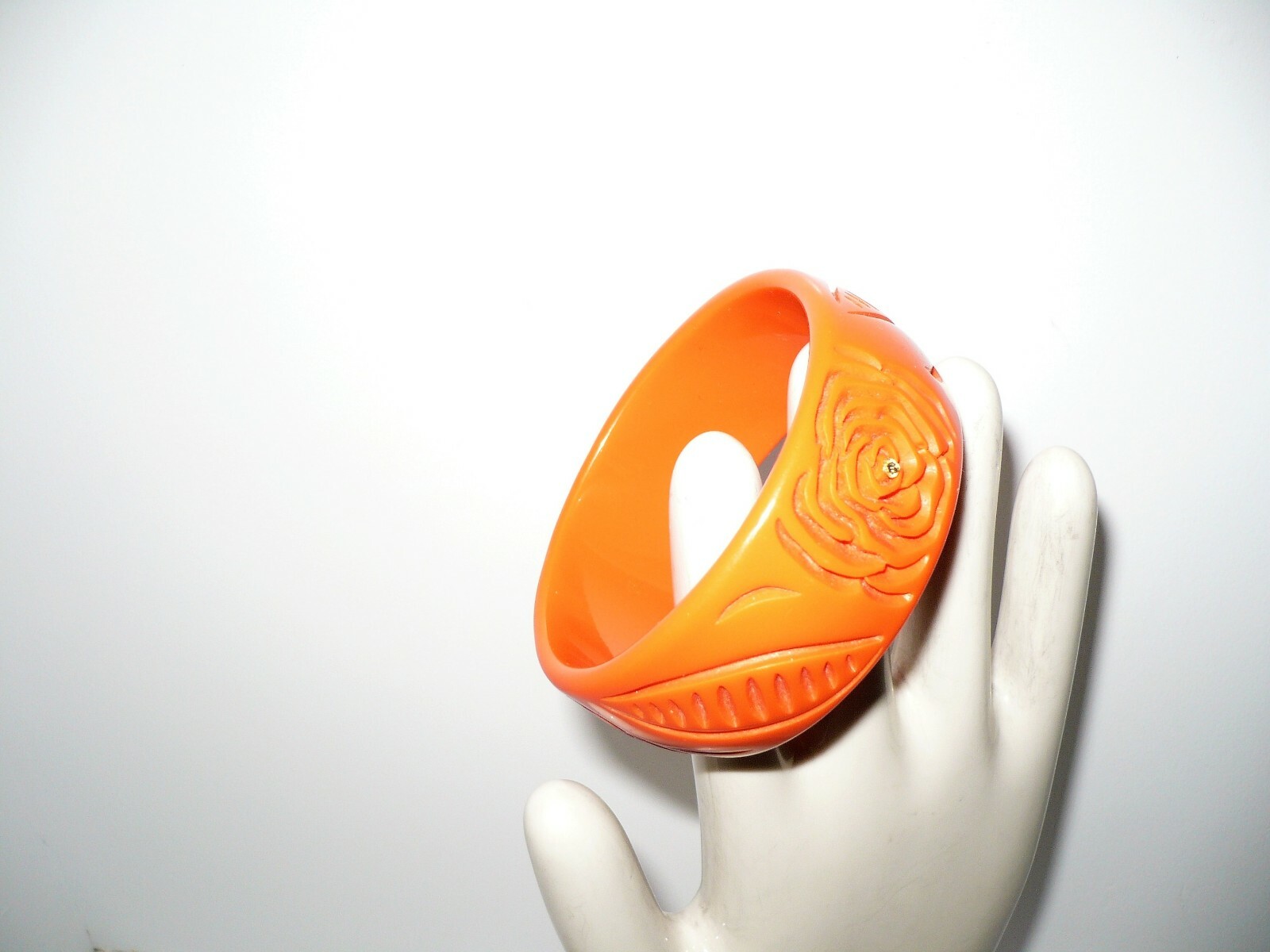 Vintage Bakelite Orange Wide Bangle Bracelet Deep Car… - Gem