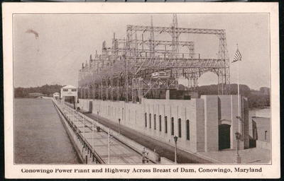 CONOWINGO MD Dam Power Plant & Highway Vintage B&W Maryland Postcard ...