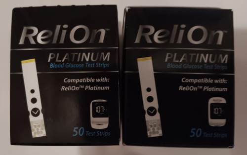 ReliOn Platinum Blood Glucose Test Strips 50 ct (2 boxes-100 total) Exp ...