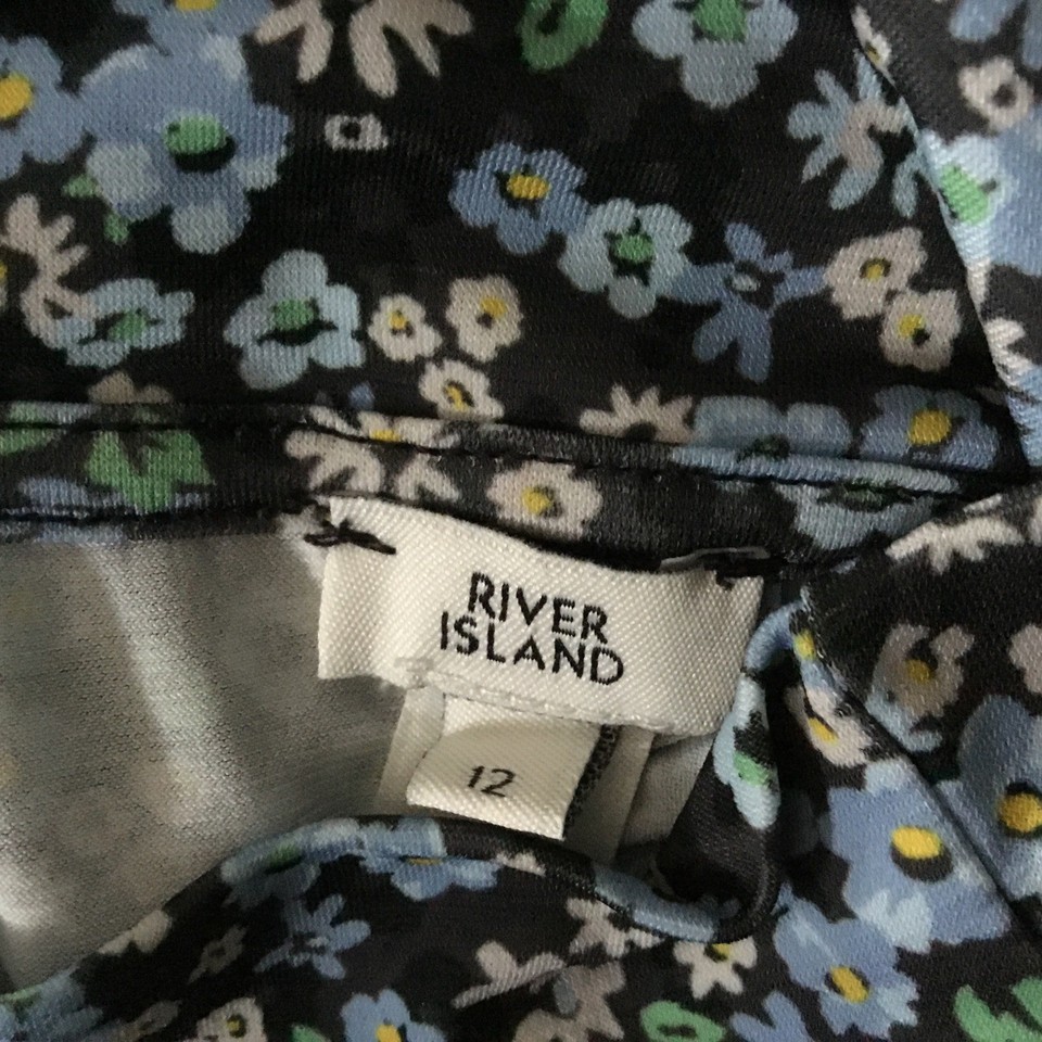 River Island Blue Flowery Dress Size 12 NEW | eBay