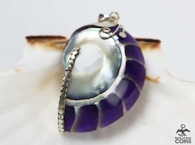 Purple Nautilus Pearlized Shell & Sterling Silver (.925) Statement ...