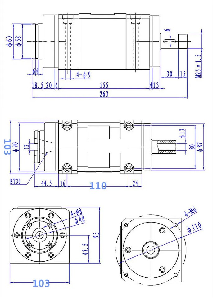 BT30/ER25 Boring, Milling and Power Head Machine with Spindle Power ...