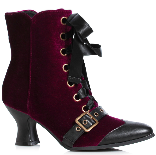 Red Burgundy Velvet Witch Salem Hocus Pocus Winifred Costume Shoes ...