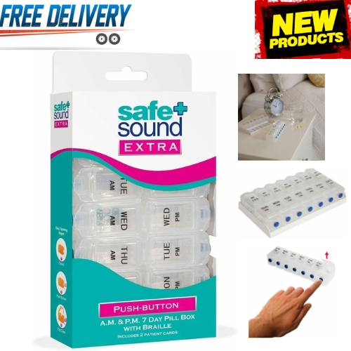 safe and sound 7 day 14 compartment am and pm push button easy open ...