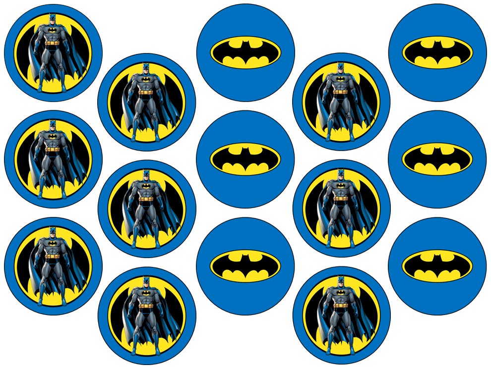 BATMAN INSPIRED 15 X 2'' ROUND CUPCAKE TOPPERS EDIBLE ICING / WAFER | eBay